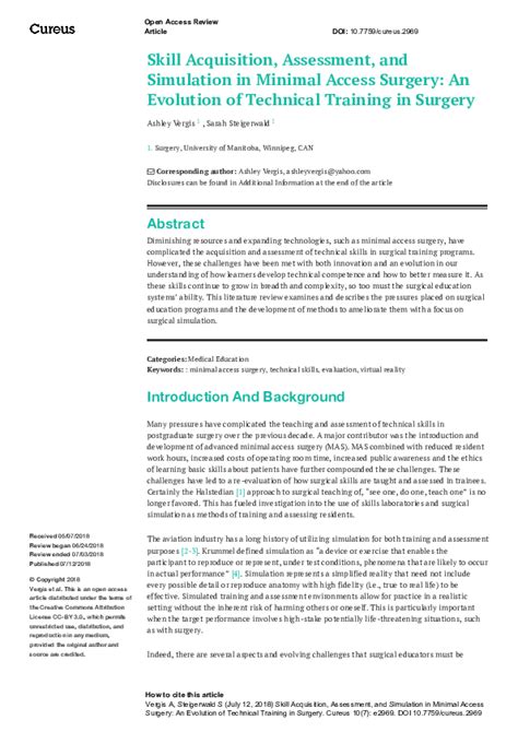 Pdf Skill Acquisition Assessment And Simulation In Minimal Access