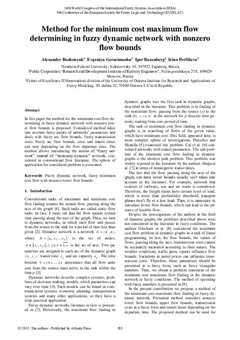 Pdf Method For The Minimum Cost Maximum Flow Determining In Fuzzy