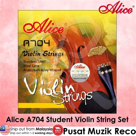 Alice A704 4 4 Size Steel Core Aluminium Winding Violin Strings Set Reco Music Malaysia