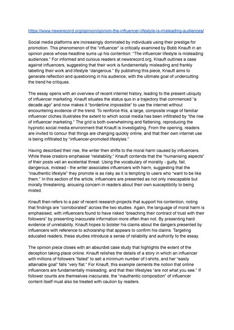 Argument Analysis Essay Studocu