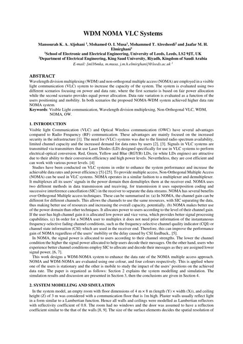 Pdf Wdm Noma Vlc Systems