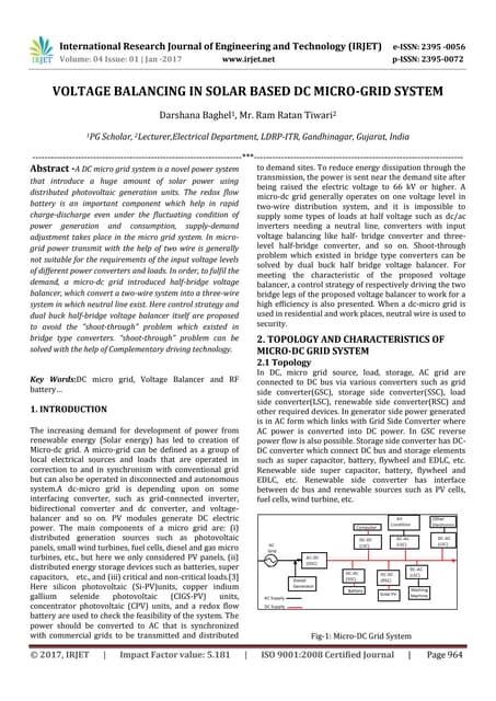 voltage balancing in solar based dc micro grid system pdf