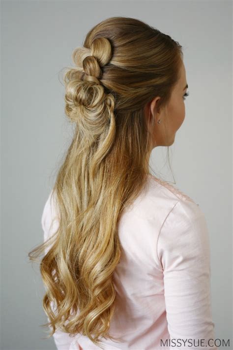 Half Up Dutch Braid Messy Bun Missy Sue