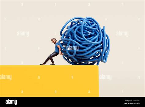 A Person Pushing A Tangled Ball Of String Off Of A Cliff Edge Getting