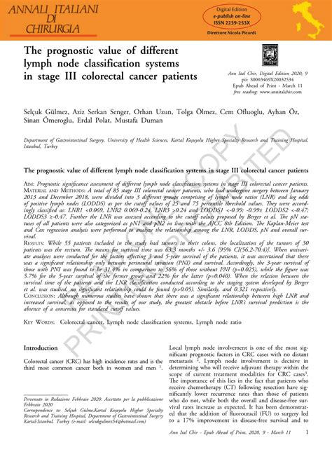 Pdf The Prognostic Value Of Different Lymph Node Classification