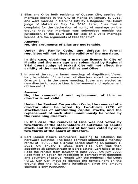 Sample Mock Bar 3 Pdf