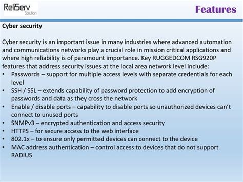 Ruggedcom Rsg920p Compact Switch Ppt