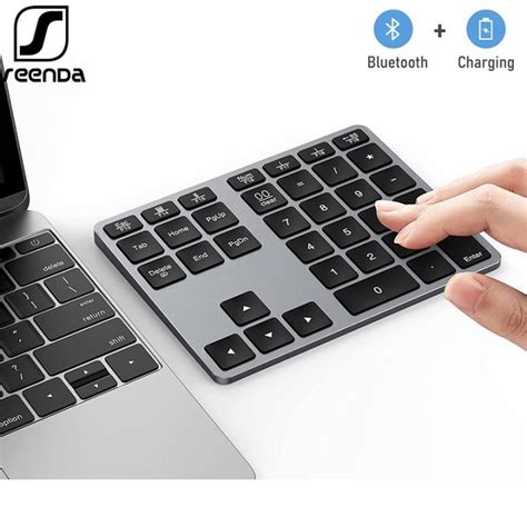 seenda wireless bluetooth number pad for laptop rechargeable numeric keypad 35 keys aluminum