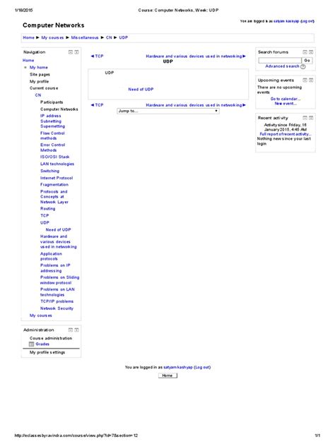 Course Computer Networks Week Udp Pdf Internet Protocol Suite Computer Network