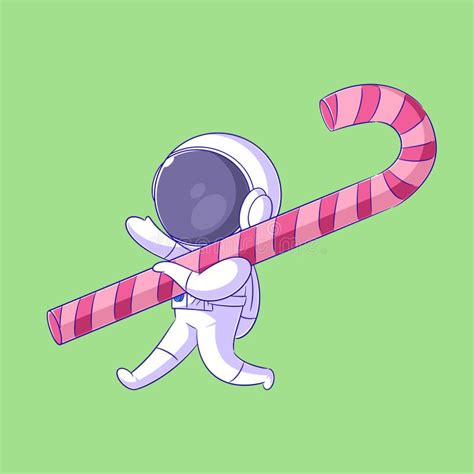 Astronaut Walking And Carrying A Big Candy Stock Vector Illustration