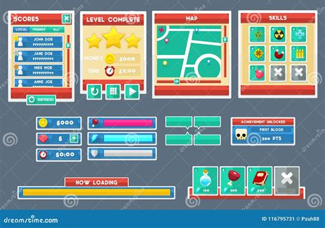 Simple Flat Game Gui Set Stock Vector Illustration Of Games 116795731