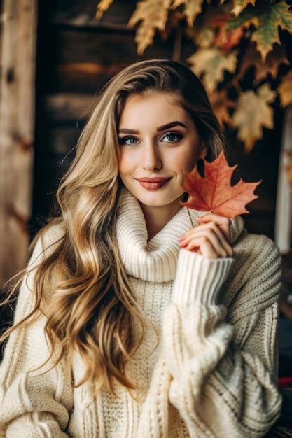 Beautiful Canadian Girl In White Sweater Premium Ai Generated Image