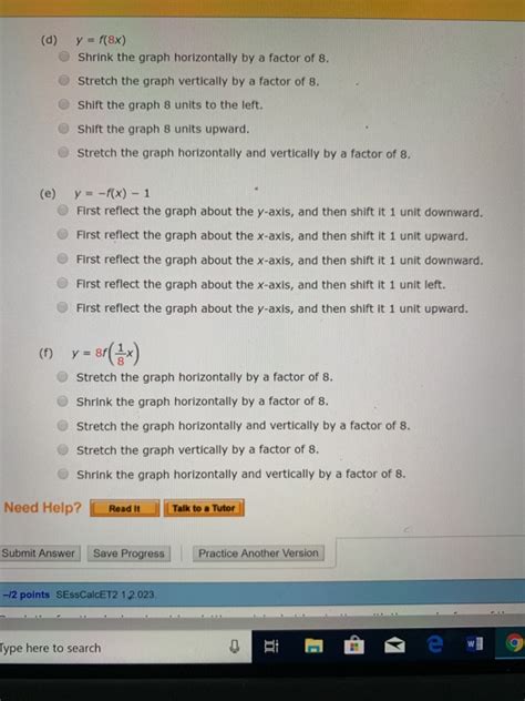 Solved D Y F8x Shrink The Graph Horizontally By A Factor