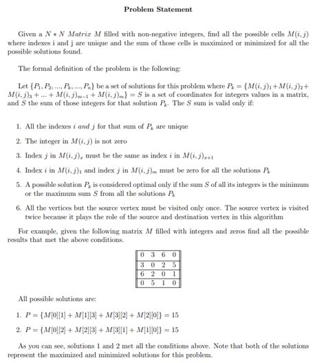 Solved Problem Statement Given A NN Matrix M Filled With Chegg
