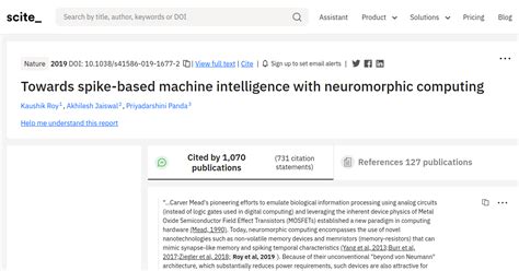 Citation Report Towards Spike Based Machine Intelligence With Neuromorphic Computing