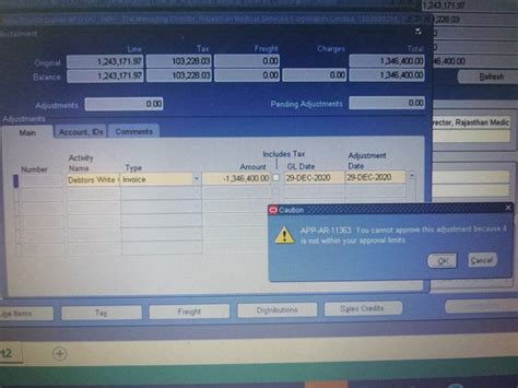 Erp Oracle Apps Ebusiness Suite Anyone Have An Idea Regarding Providing Write Off Limit To
