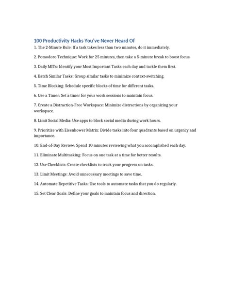 Productivity Hacks Pdf