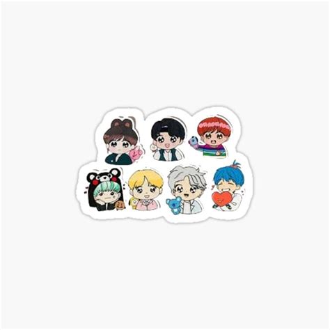 Bts Cute Chibi Sticker For Sale By Animecooky Redbubble