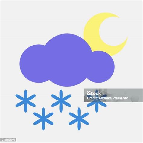 아이콘 눈 밤 눈 풍경 날씨 요소 기호입니다 플랫 스타일의 아이콘입니다 인쇄물 웹 스마트폰 앱 포스터 인포그래픽 로고 표지판 등에 적합합니다 0명에 대한 스톡 벡터 아트 및