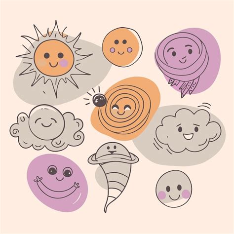 Cute Weather Icons With Sun Cloud And Tornado Illustrations Premium Ai Generated Vector