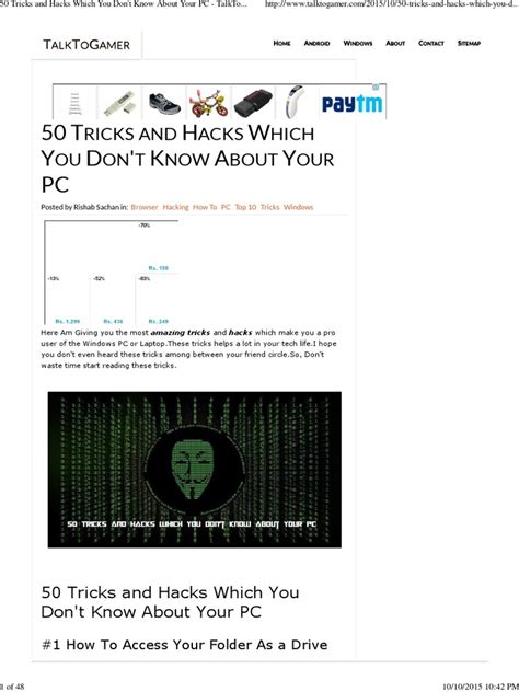 50 Tricks And Hacks Which You Dont Know About Your Pc Talkto Pdf