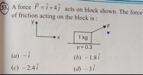 [answered] 33 A Force F I 47 Acts On Block Shown The Force Of Friction Kunduz