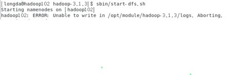 启动hdfs时报错：hadoop102：error：unable to wirte in opt module hadoop 3 1 3