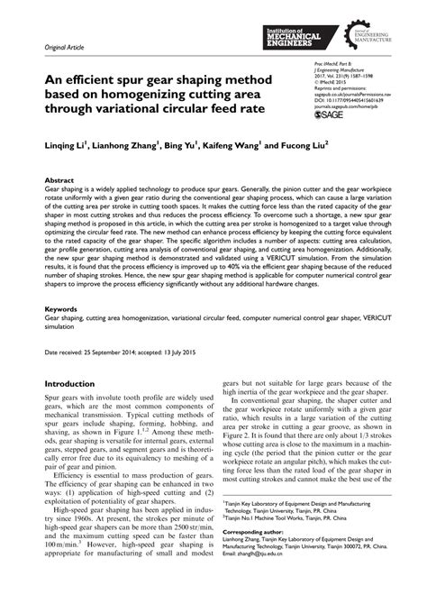 pdf an efficient spur gear shaping method based on homogenizing