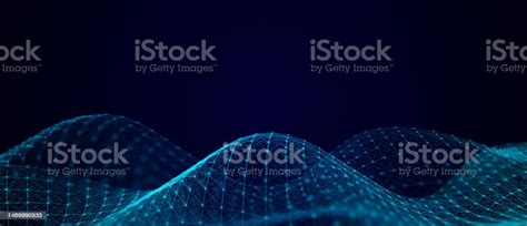 인터레이스 포인트와 라인의 물결 추상적 배경입니다 기술 스타일 빅 데이터 3d 렌더링 A 라인에 대한 스톡 사진 및 기타 이미지 Istock