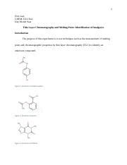 TLC Sample Lab Report Docx 1 First Last CHEM 3321 Sect Day Month Year Thin Layer