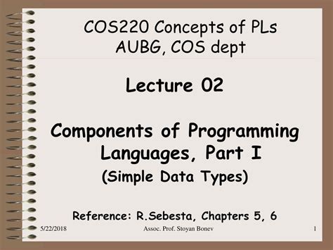 Lecture 02 Components Of Programming Languages Part I Ppt Download