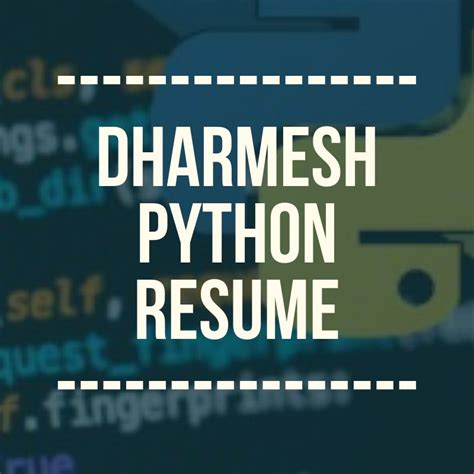 GitHub Dharmeshbaskaran Dharmesh Pythonresume Dharmesh S Amazing Python Resume
