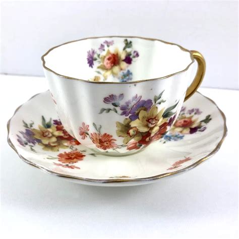Antique Doulton Burslem Floral Tea Cup Saucer Fine Bone China England