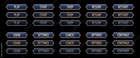 Art Deco Fantasy Game Interface Button Vector Set Ui Animation