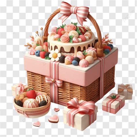 고립된 과자가 있는 선물 바구니의 3차원 그림 격리된 과자가 있는 선물 바구니 그리기 고립된 과자가 있는 선물 바구니의 3차원 그림 바구니 Png 일러스트 및 이미지
