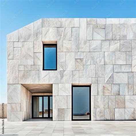 High Contrast Stone Cladding With Bold Geometric Cuts Futuristic