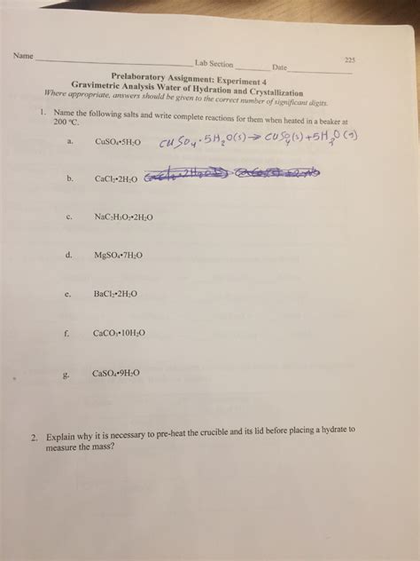 solved name 225 lab section date prelaboratory assignment