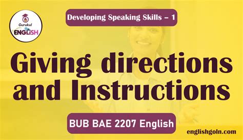 Giving Directions And Instructions English Gurukul Goln