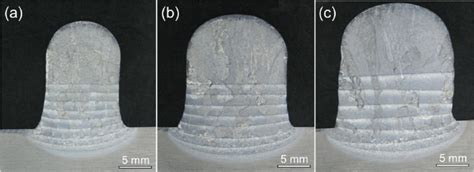 the cross sections of the multi layer single pass walls at different