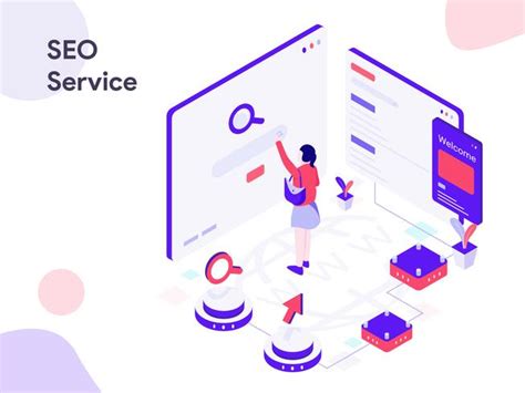 Seo Service Isometric Illustration Modern Flat Design Style For