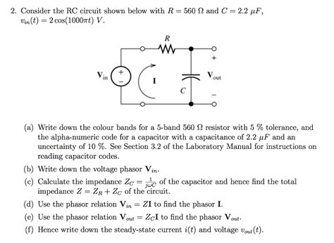solved consider the rc circuit shown below with r 560