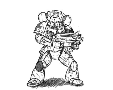 Space Marine Sketch 1 Edited 1 By Cheesuskrighst On Deviantart