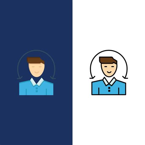 User Male Client Services Icons Flat And Line Filled Icon Set Vector