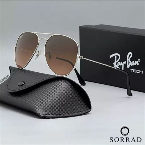 عینک اسپرت ری بن خلبانی فریم کائوچو عدسی شیشه سنگ همراه با جعبه اصلی