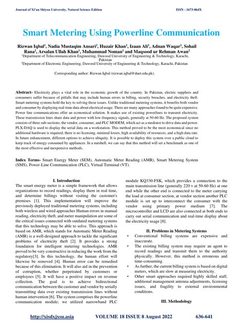 Pdf Smart Metering Using Power Line Communication