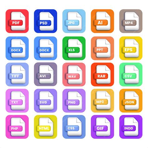 Premium Vector File Format Labels Icon Set Vector Illustration