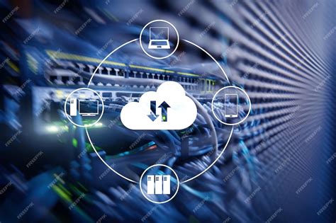 premium photo cloud server and computing data storage and processing