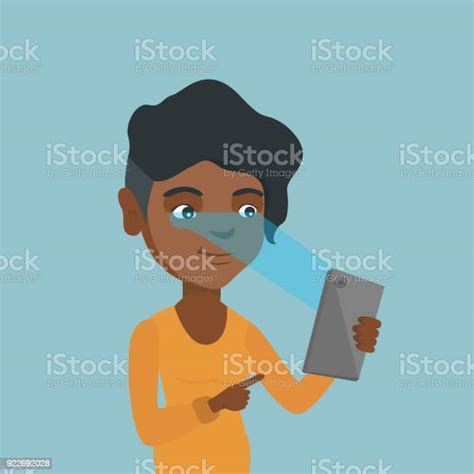 홍 채 스캐너를 사용 하 여 휴대 전화의 잠금을 해제 하는 여자 건강관리와 의술에 대한 스톡 벡터 아트 및 기타 이미지 건강관리와 의술 눈 신체 부분 디지털 생성