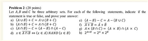 solved let a b and c be three arbitrary sets for each of