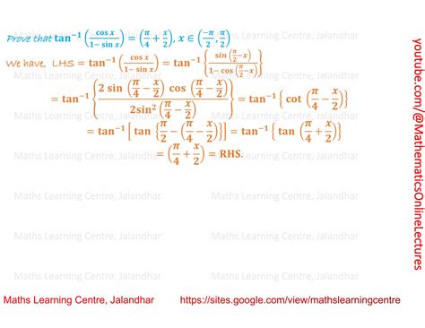 Class 12 Chapter 2 Inverse Trigonometric Functions Problems Based On